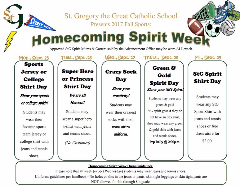 Saint Gregory the Great Catholic School - 2017 StG Homecoming Week